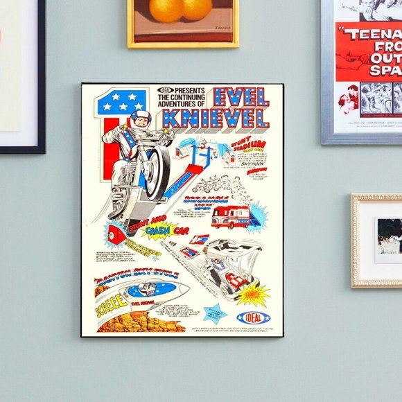 Wall Decor | Framed 1972 Evel Knievel Stunt Cycle Stadium Van Sky Crash ...